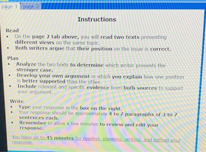 Page 1 page 2 Instructions . . Read On the page 2 tab | Chegg.com