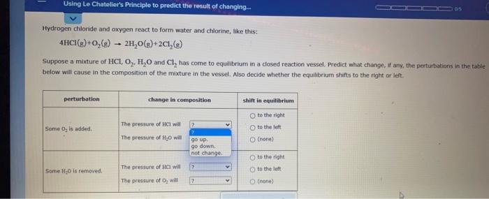 Solved Using Le Chatelier's Principle to predict the result | Chegg.com