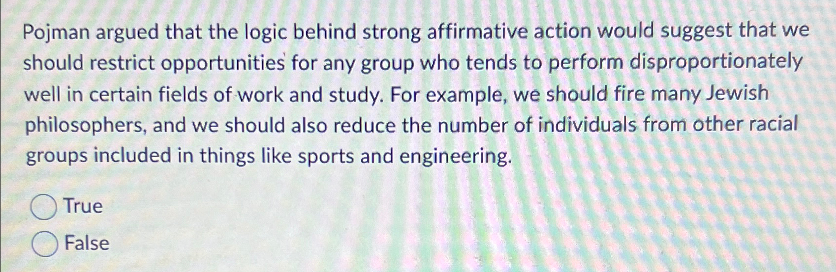 Solved Pojman argued that the logic behind strong | Chegg.com