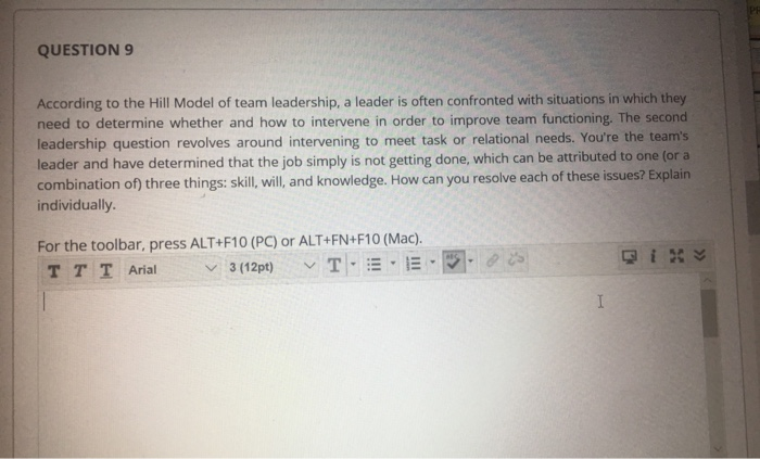 Solved QUESTION 9 According to the Hill Model of team | Chegg.com