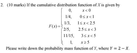 Solved ( 10 marks) If the cumulative distribution function | Chegg.com