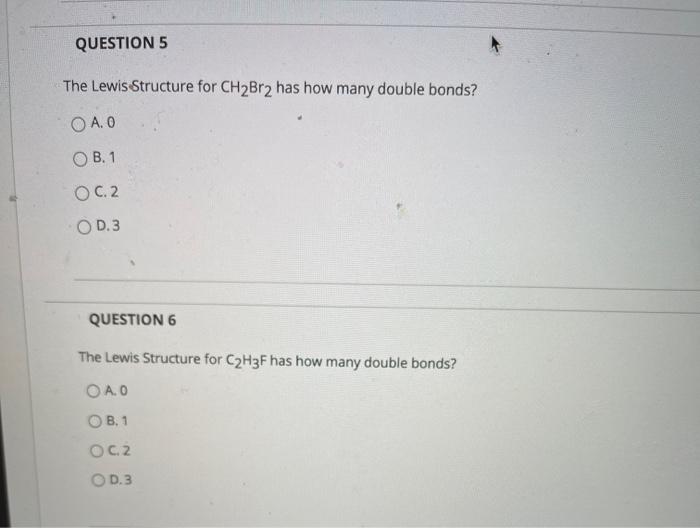 Solved QUESTION 5 The Lewis Structure for CH2Br2 has how | Chegg.com