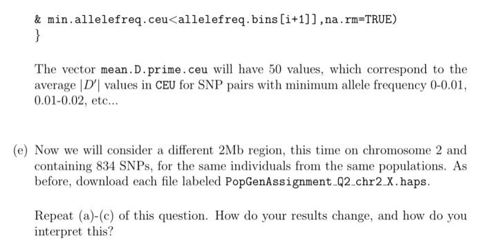 2. Analysing SNPs in human populations. Now we | Chegg.com