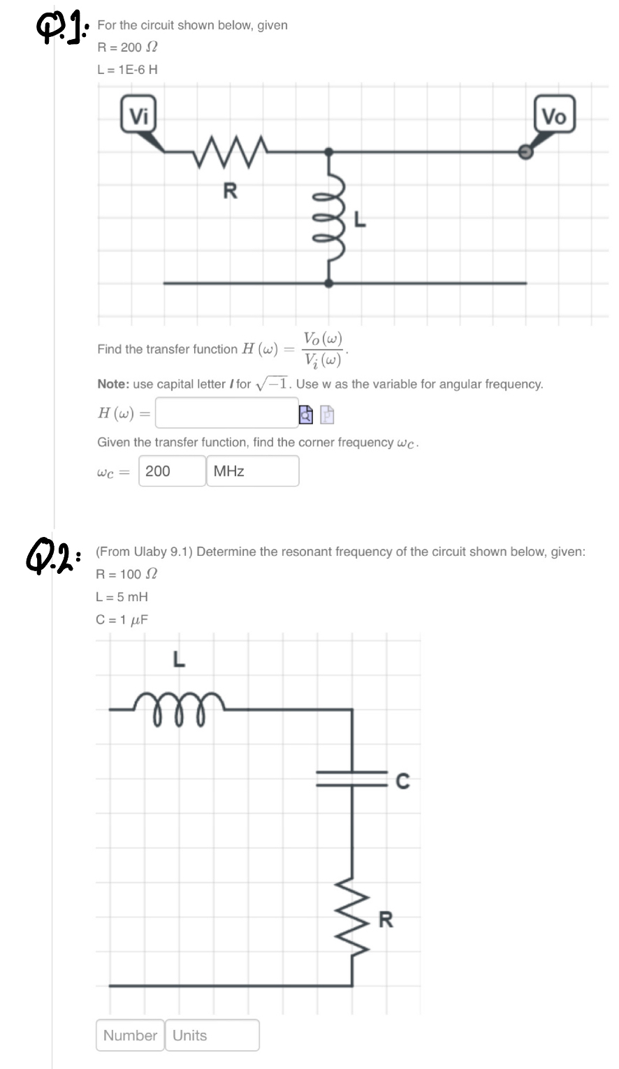Solved 1 ﻿: For the circuit shown below, | Chegg.com