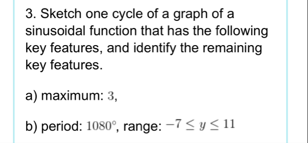 Solved Sketch one cycle of a graph of a sinusoidal function | Chegg.com