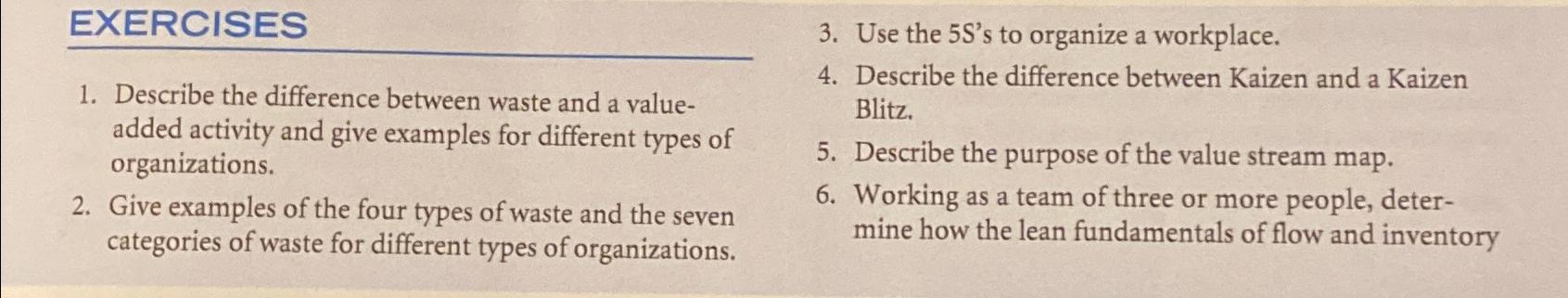 Solved EXERCISESDescribe the difference between waste and a | Chegg.com
