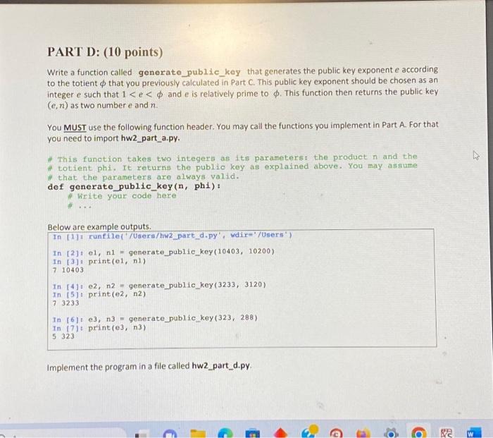 Solved PART D: (10 points) Write a function called | Chegg.com