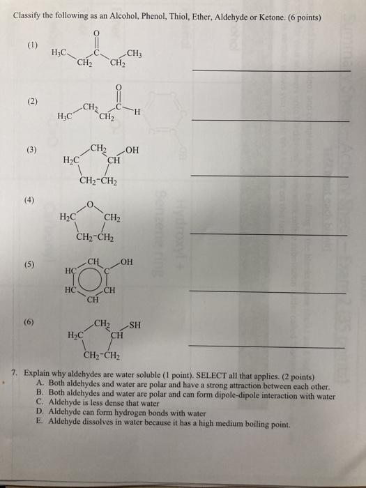 Solved Classify the following as an Alcohol, Phenol, Thiol, | Chegg.com