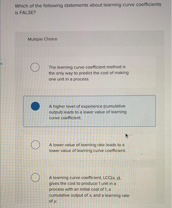 Solved Which of the following statements about learning | Chegg.com
