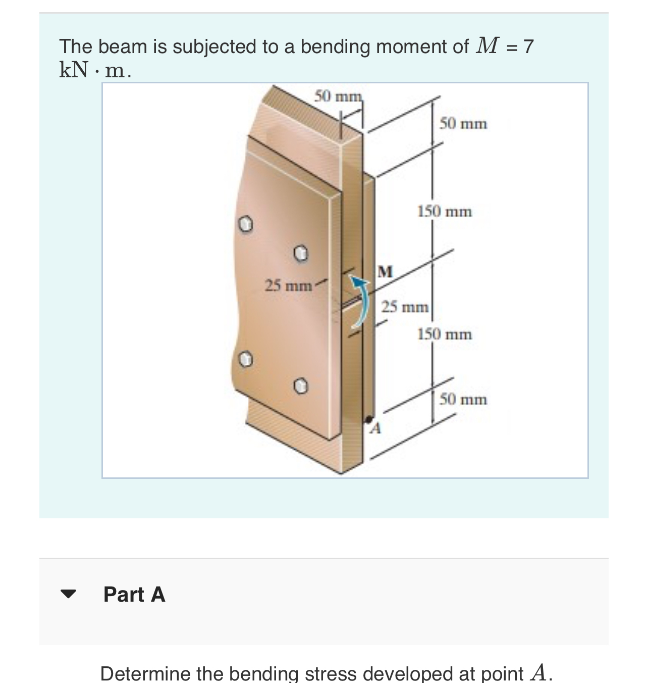 Solved The beam is subjected to a bending moment of | Chegg.com