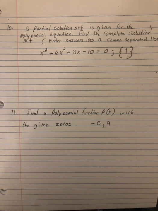 Solved 10- a partial solution set is given for the | Chegg.com