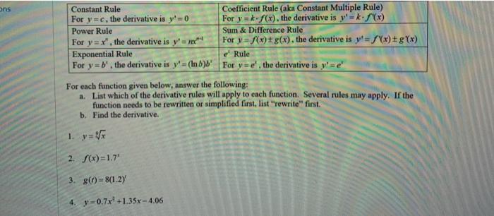 Solved ons Constant Rule Coefficient Rule (aka Constant | Chegg.com