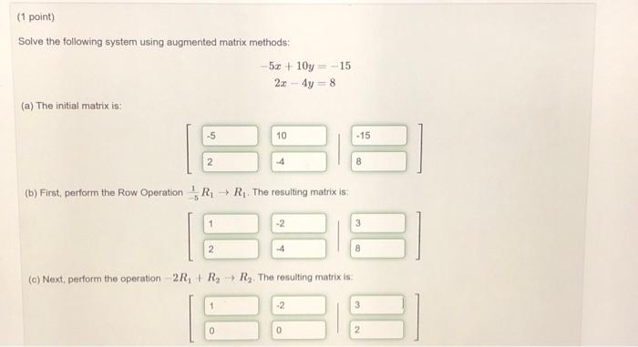 Solved Solve the following system using augmented matrix | Chegg.com