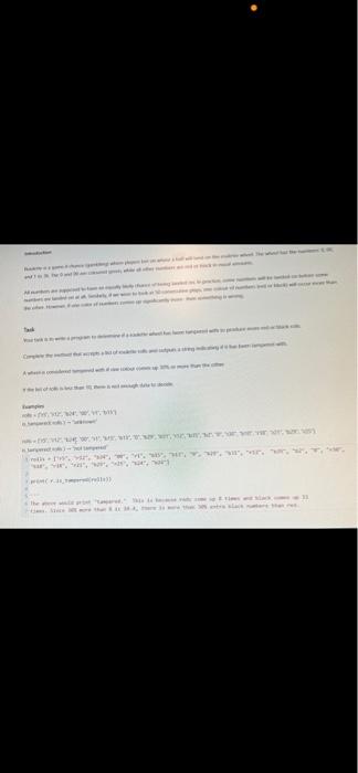 Solved class Roulette: def is tampered(self, rolls): | Chegg.com