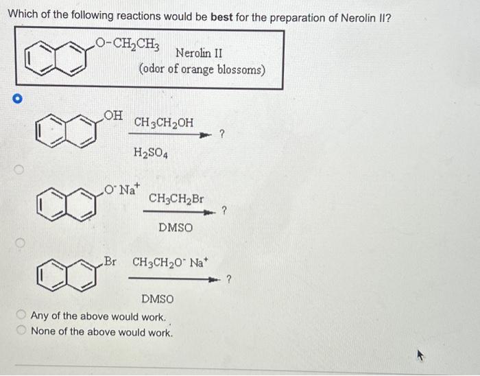 Solved which of the following reactions would be best for | Chegg.com