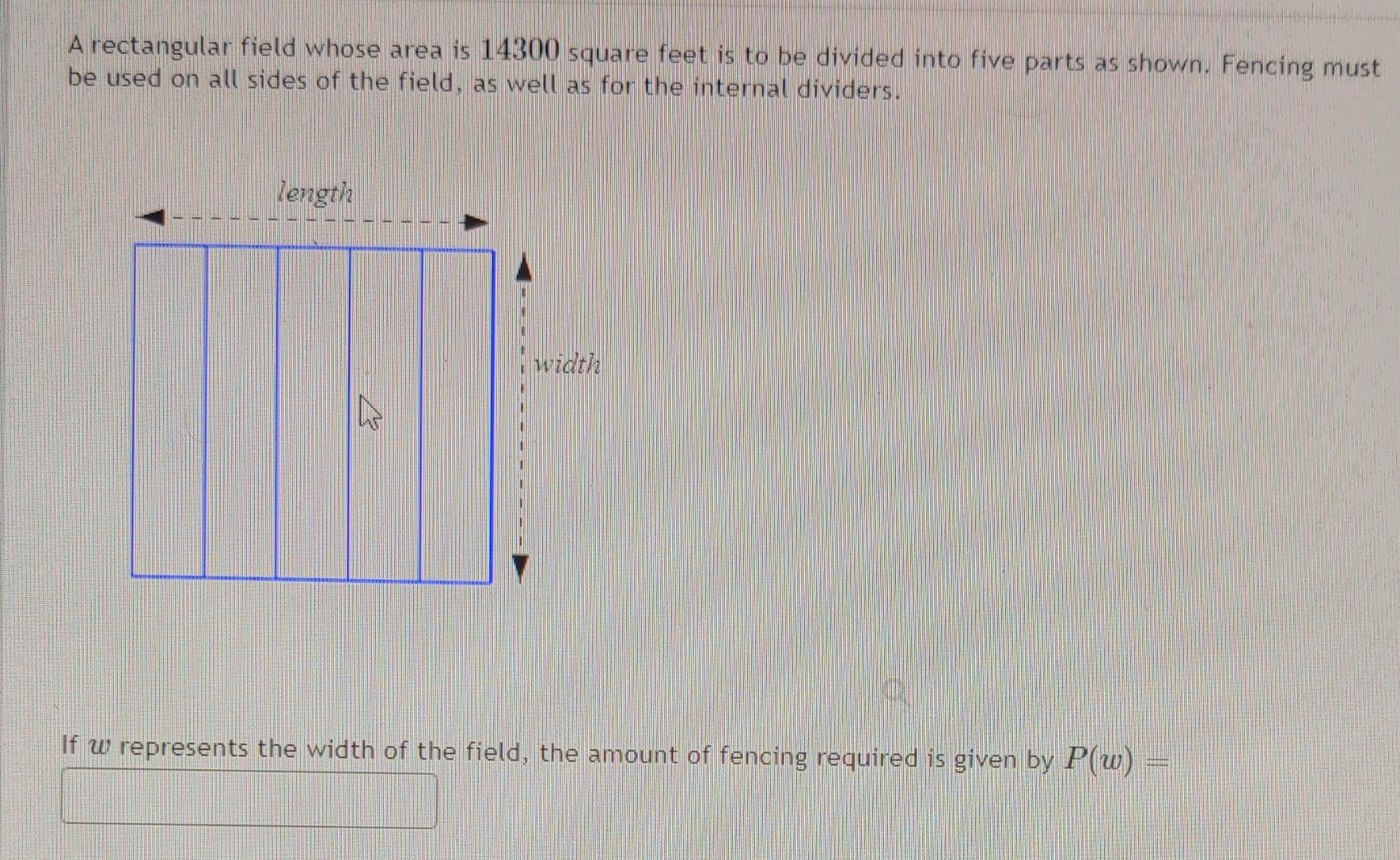 Solved A rectangular field whose area is 14300 square feet | Chegg.com