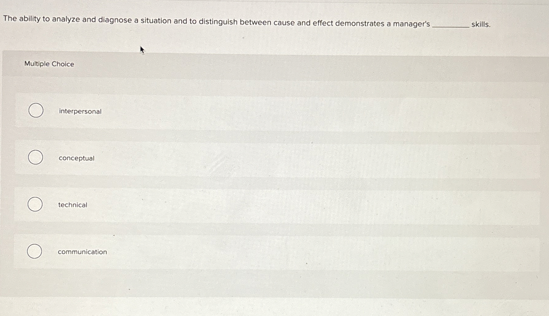 Solved The ability to analyze and diagnose a situation and | Chegg.com