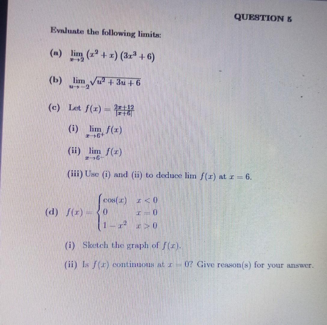 Solved Evalunte the following limits: (a) | Chegg.com