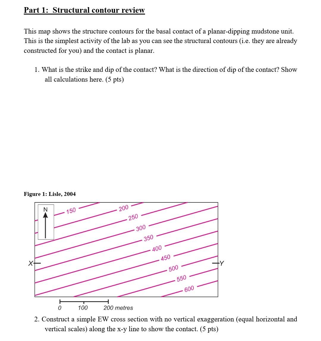 Solved Part 1: Structural contour review This map shows the | Chegg.com