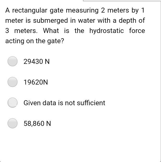 Solved A rectangular gate measuring 2 meters by 1 meter is | Chegg.com