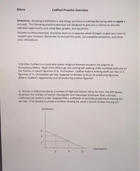 Solved Micro Cadfael Practice Exercises Directions: Knowing | Chegg.com