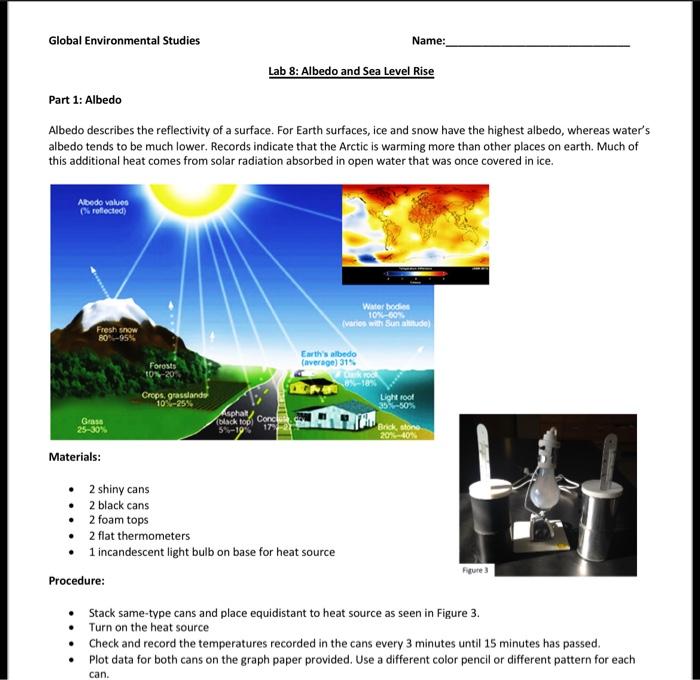 Solved Albedo describes the reflectivity of a surface. For | Chegg.com