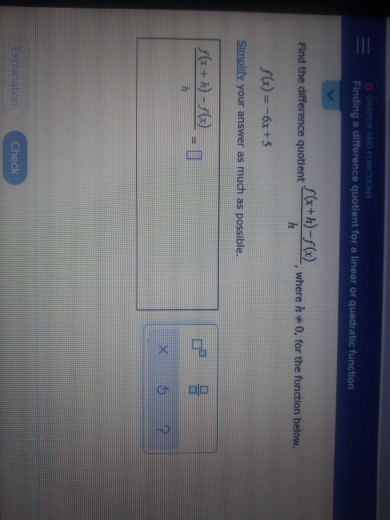 Solved Finding a difference quotient for a linear or | Chegg.com