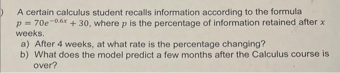 Solved A certain calculus student recalls information | Chegg.com