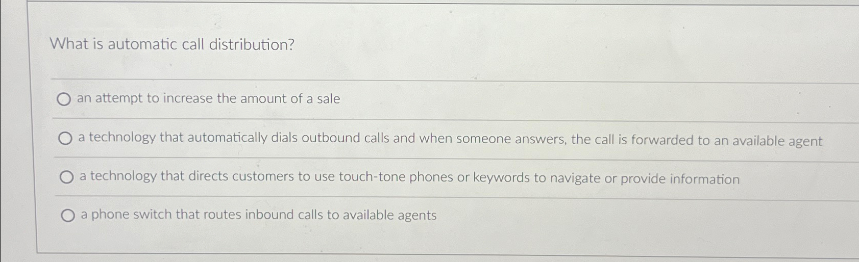 Solved What is automatic call distribution?an attempt to | Chegg.com