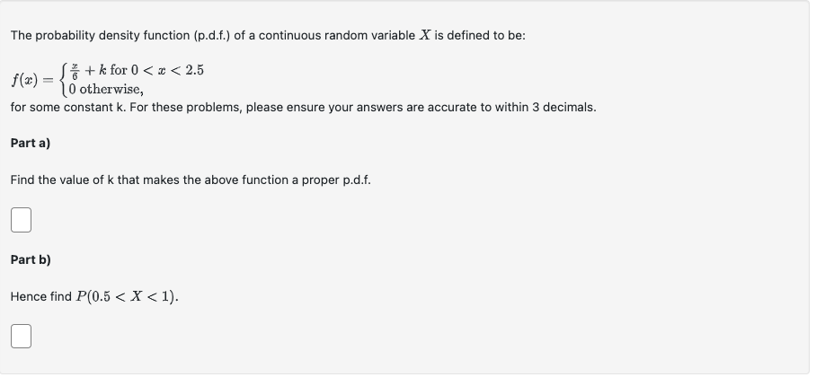 Solved The probability density function (p.d.f.) ﻿of a | Chegg.com