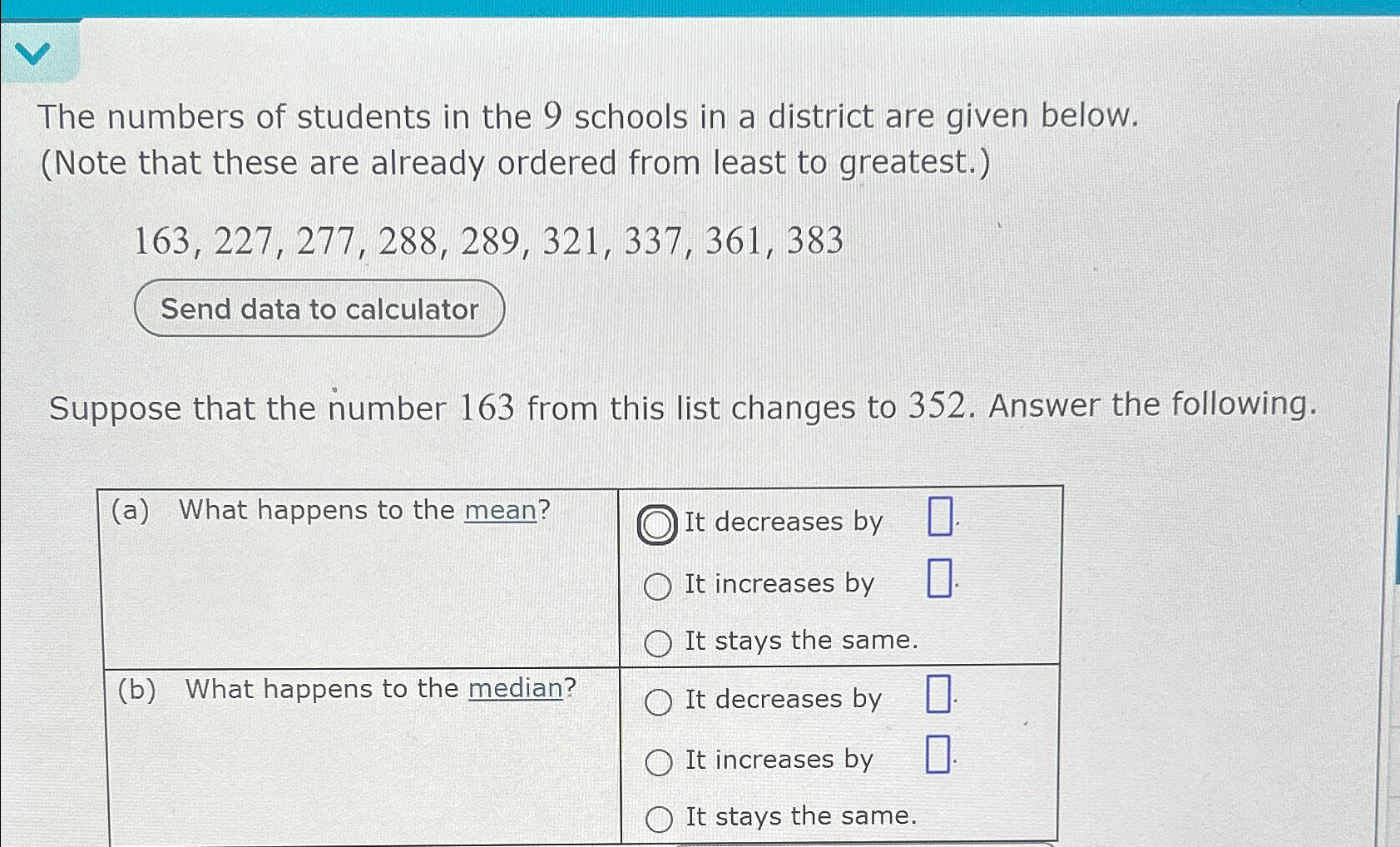 Solved The numbers of students in the 9 ﻿schools in a | Chegg.com