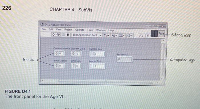 Solved Construct a subVI to calculate an age in years given | Chegg.com