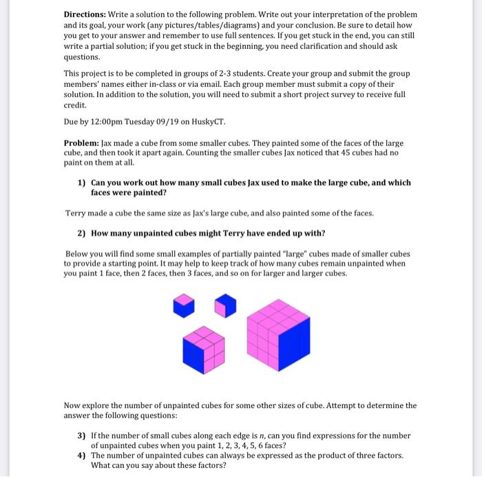 Solved Directions: Write a solution to the following | Chegg.com