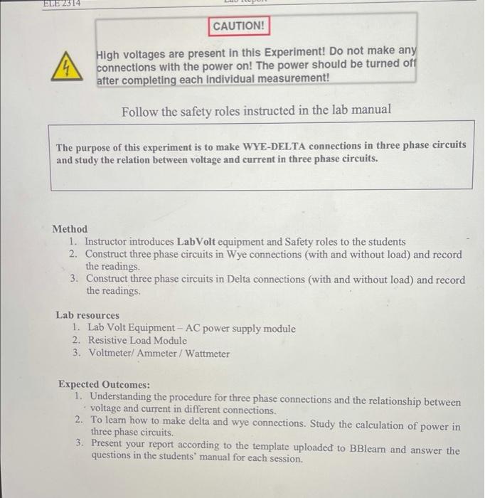 Solved ELE 2314 Principles of Machines and Power Lab Report | Chegg.com