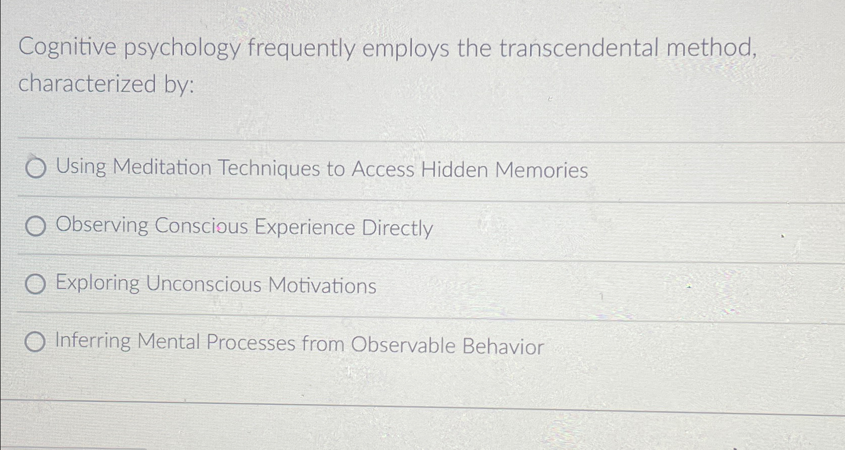 Solved Cognitive psychology frequently employs the | Chegg.com