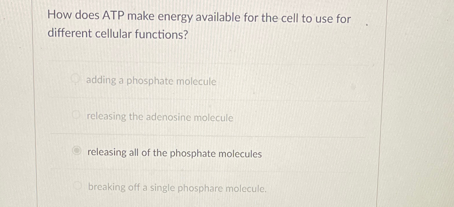 Solved How does ATP make energy available for the cell to | Chegg.com