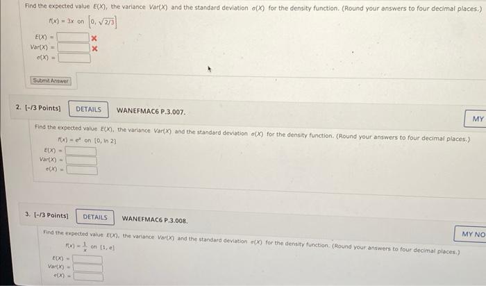 Solved Find the expected value E(X), the variance Var(X) and | Chegg.com