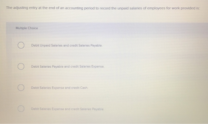 Solved The adjusting entry at the end of an accounting | Chegg.com