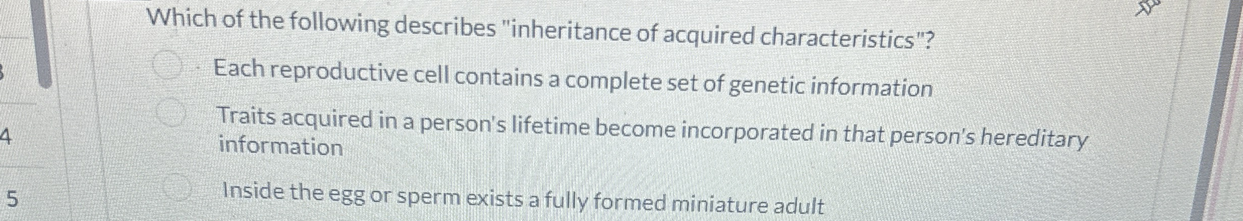 Solved Which of the following describes "inheritance of | Chegg.com