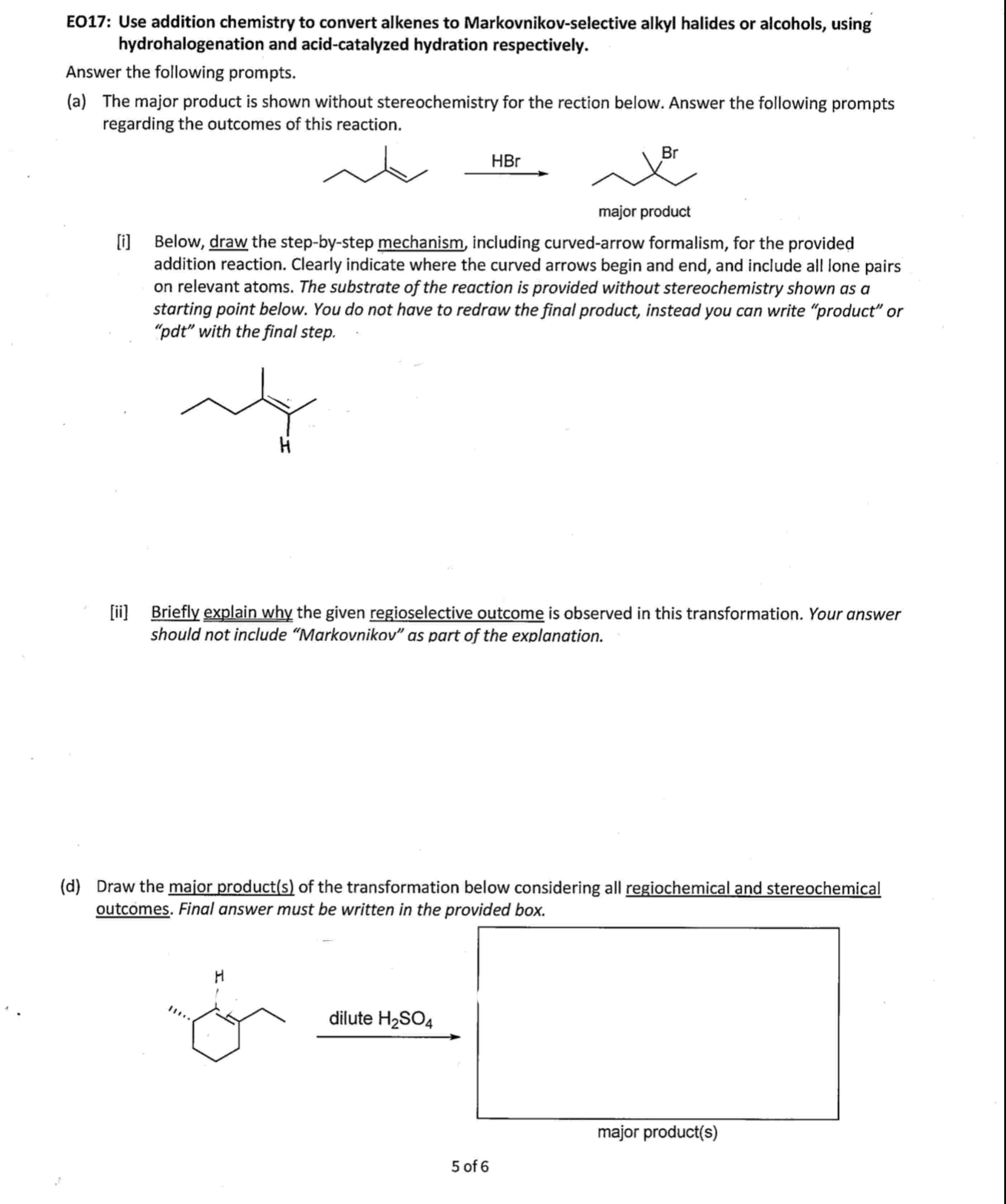 Solved Use addition chemistry to convert alkenes to | Chegg.com