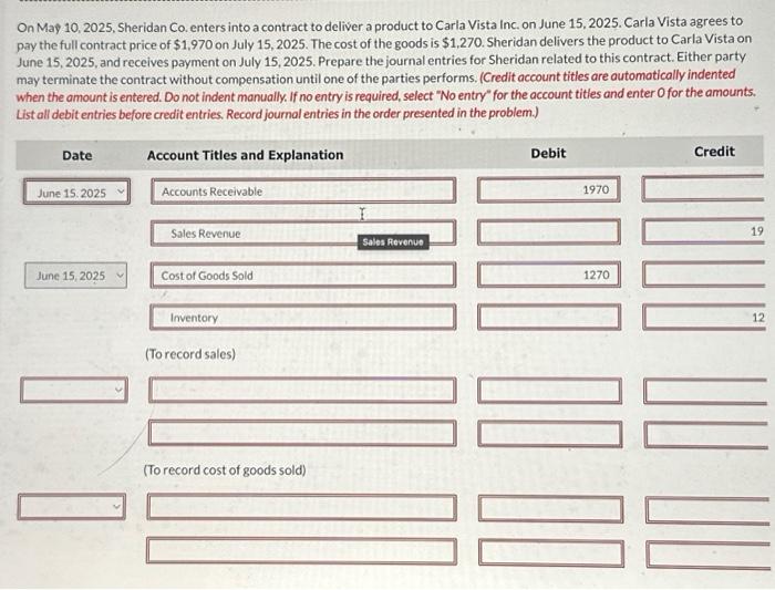 Solved On May 10, 2025, Sheridan Co. enters into a contract | Chegg.com