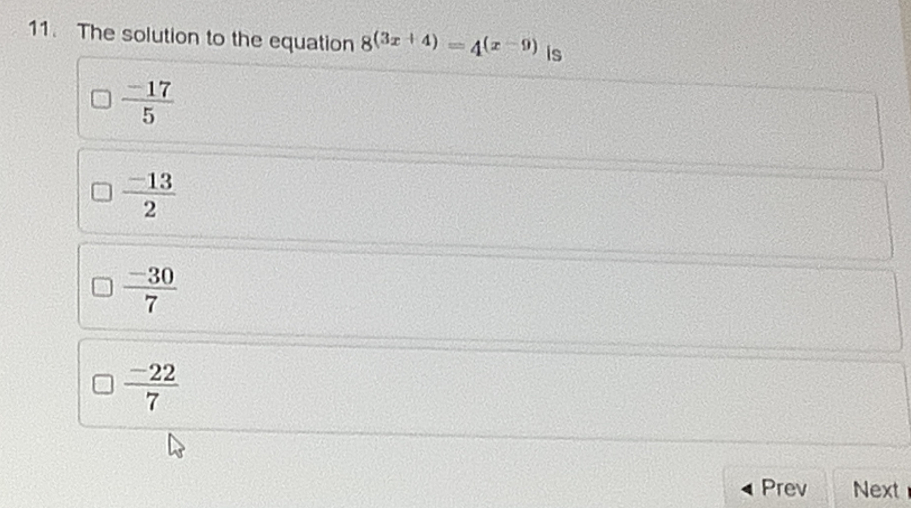 Solved The solution to the equation 8(3x+4)=4(x-9) | Chegg.com
