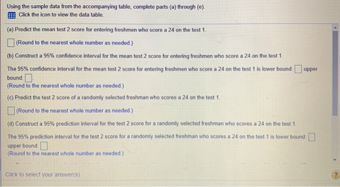 Solved Using the sample data from the accompanying table, | Chegg.com