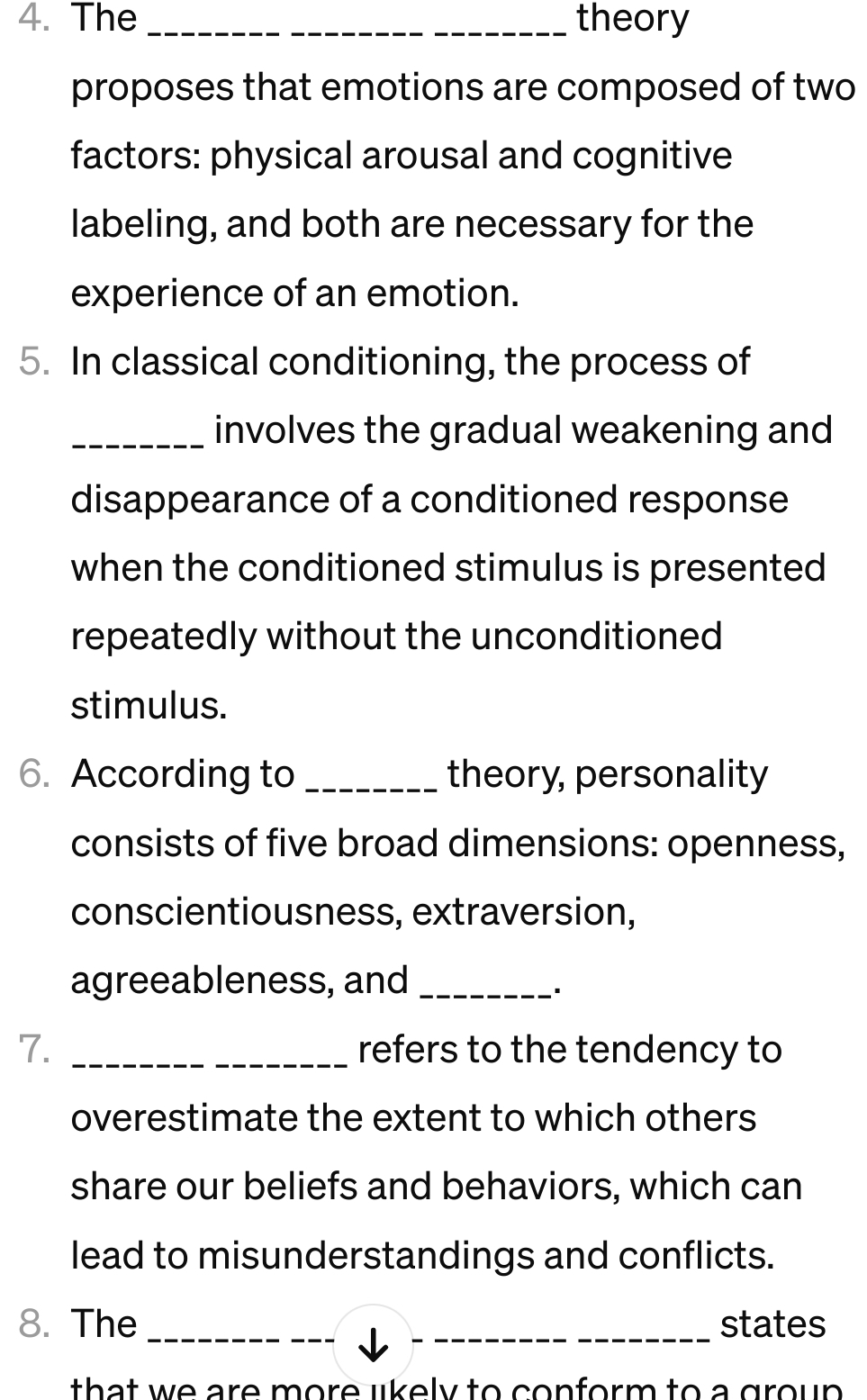 Solved The :heory proposes that emotions are composed of two | Chegg.com