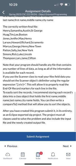 Solved 10:29 Assignment Details (Spring 2023) CSC 222 (002N) | Chegg.com
