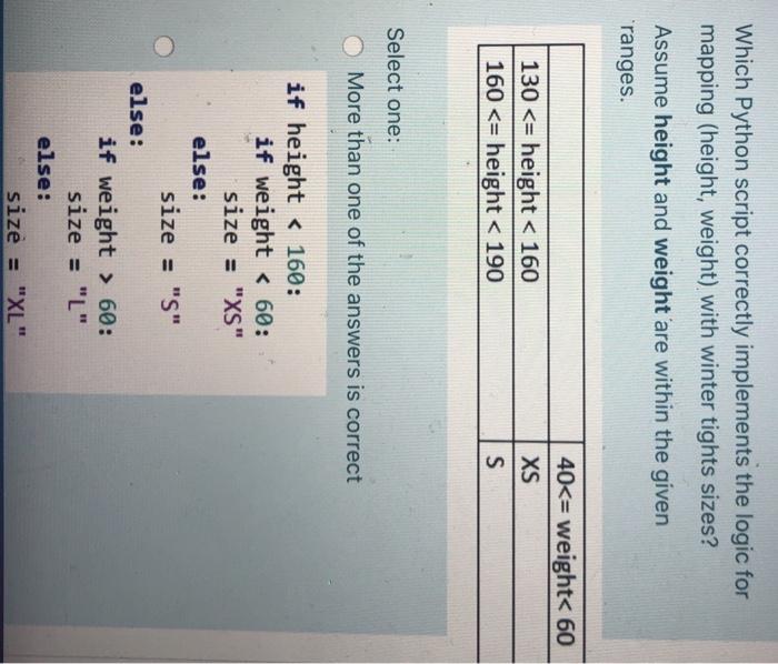 Solved Which Python Script Correctly Implements The Logic