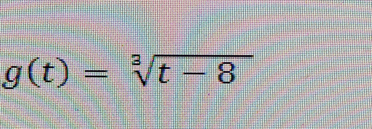 Solved State the domain using interval notation g(t)=t-83 | Chegg.com