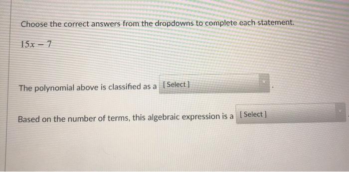 Solved Choose the correct answers from the dropdowns to | Chegg.com