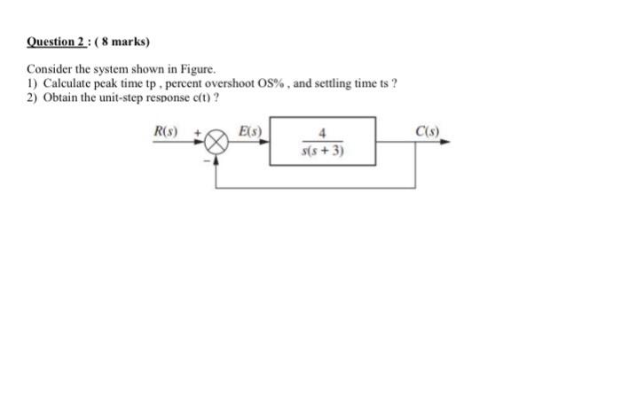 Solved Question 2 : ( 8 marks) Consider the system shown in | Chegg.com