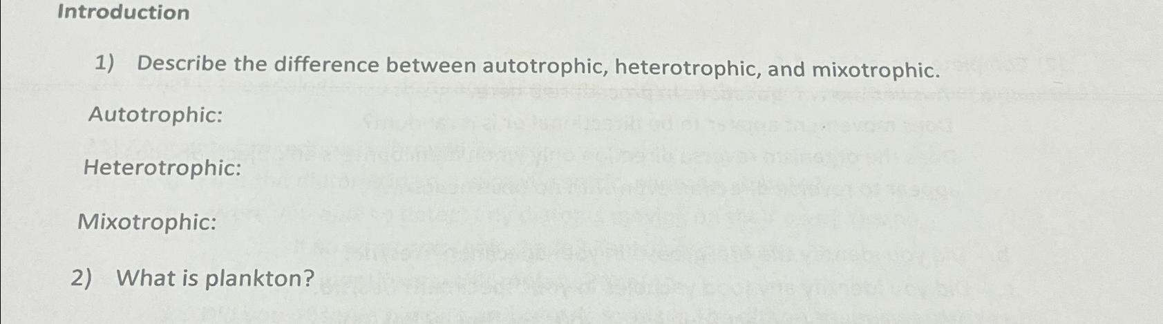 Solved IntroductionDescribe the difference between | Chegg.com